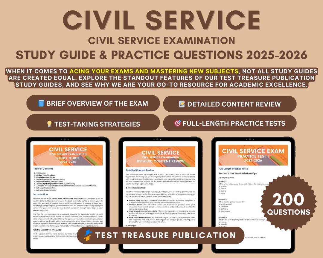 Civil Service Exam Study Guide: 200+ Practice Questions - Etsy