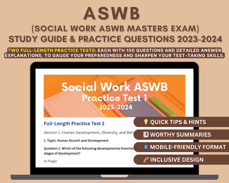 ASWB Masters Exam Prep Social Work Study Guide With Practice Test and ...
