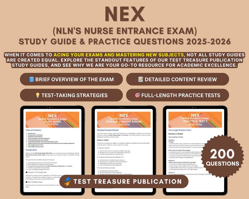 NEX NLN Nurse Entrance Exam Study Guide 2025-2026 (digital Download) - Etsy