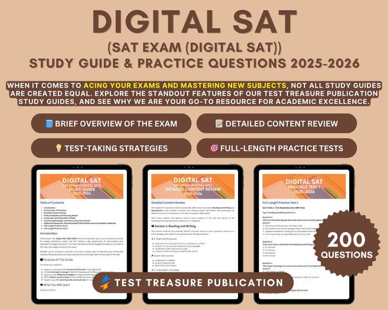 Digital SAT Study Guide 2025-2026 – Practice Tests (PDF) - Etsy