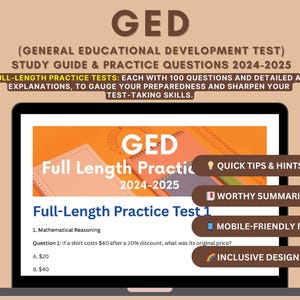 GED Exam Study Guide 2024-2025 | GED Test Prep | Math, Language Arts ...