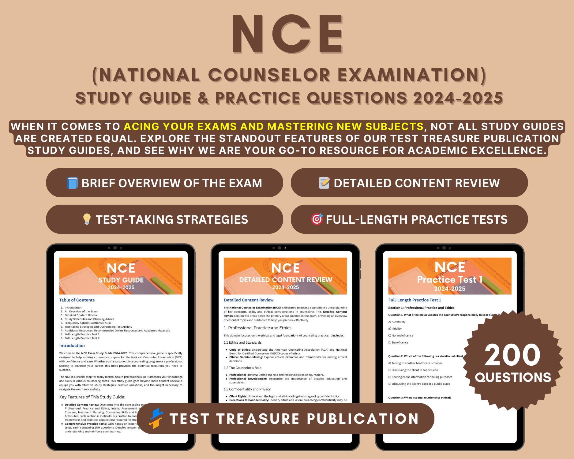 NCE Study Guide 2024–2025: Certified Counselor Exam Prep With In-depth ...