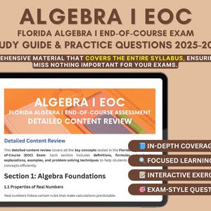 Florida Algebra 1 EOC Study Guide: Practice Tests & Content Review ...