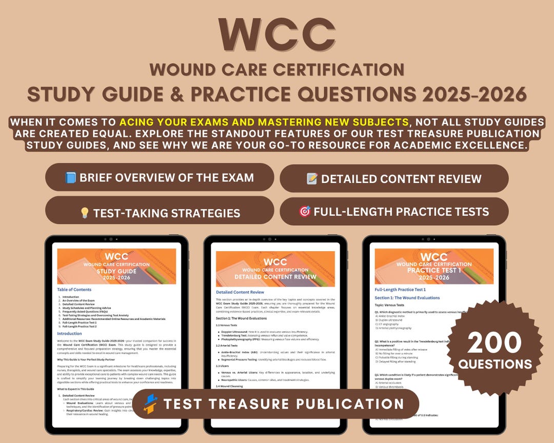 WCC Exam Study Guide 2025-2026: Wound Care Certification Prep - Etsy