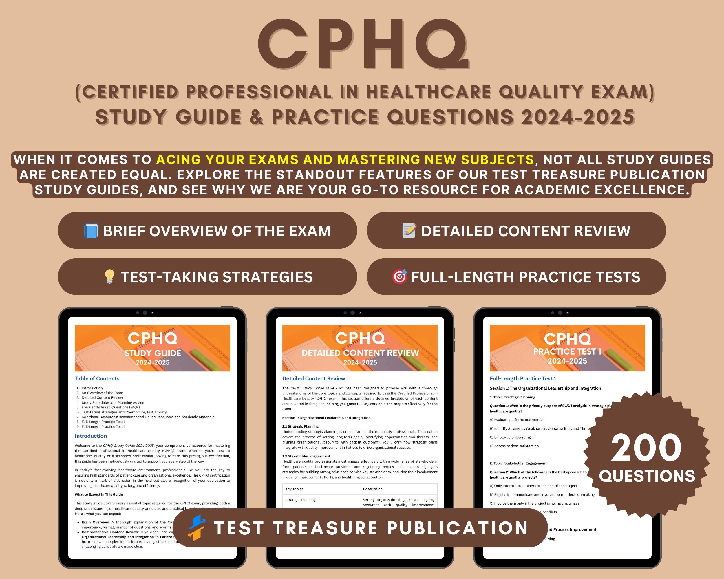 CPHQ Study Guide 2024-2025: In-depth Content Review, Practice Tests ...