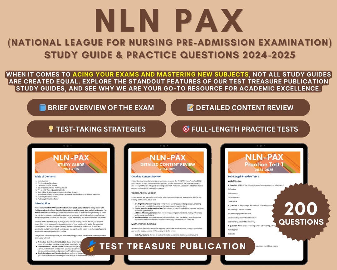 NLN PAX Study Guide 2024-25: Practice Questions, Detailed Answers ...