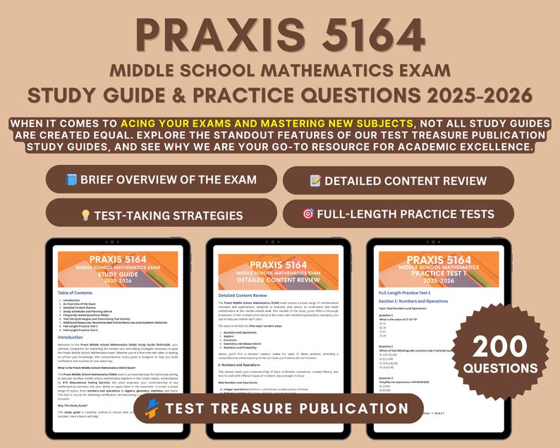 Praxis 5164 Middle School Math Study Guide: 2025-2026 Prep (PDF ...