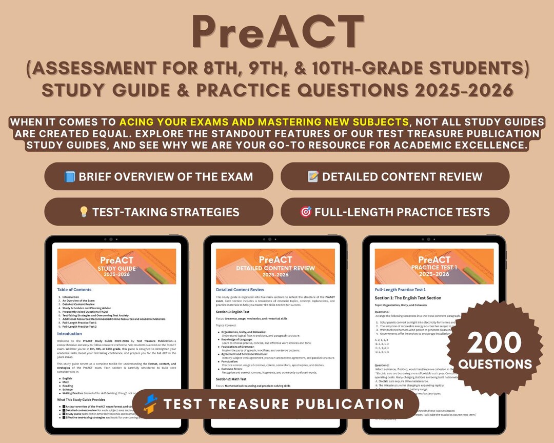 Preact Study Guide 2025-2026: Practice Tests & Content Review - Etsy