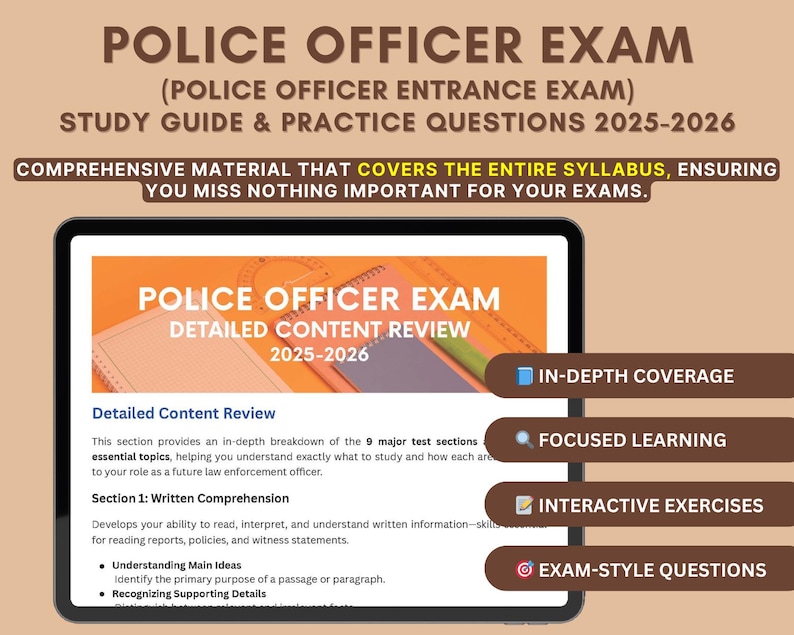 Police Officer Exam Study Guide 2025-2026 – Prep & Practice Tests (PDF ...