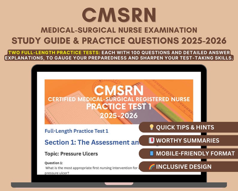 CMSRN Exam Prep 2025-2026: Medical-surgical Nurse Certification - Etsy