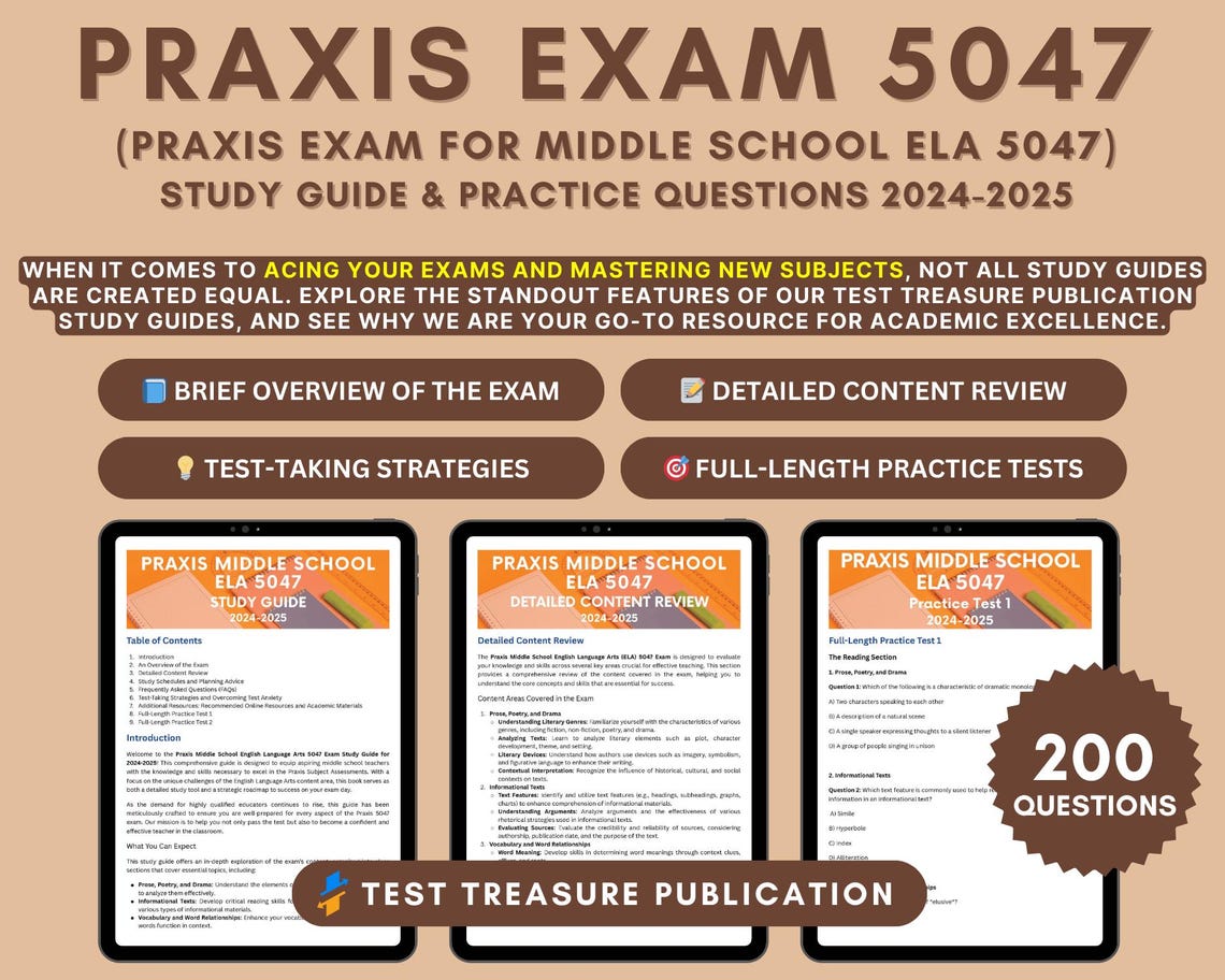 Praxis Middle School English Language Arts 5047 Study Guide 2024-2025 ...