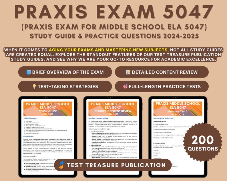 Praxis Middle School English Language Arts 5047 Study Guide 2024-2025 ...