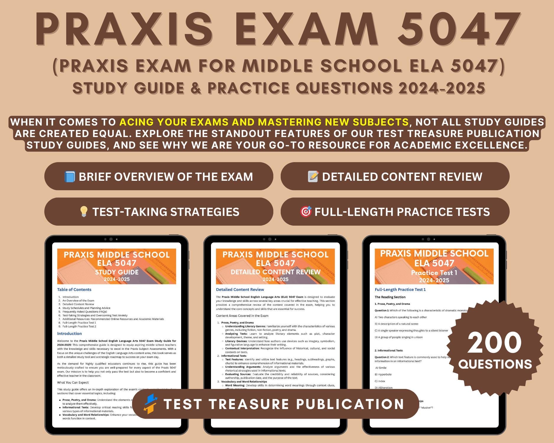 Praxis Middle School English Language Arts 5047 Study Guide 2024-2025 ...