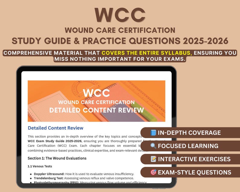 WCC Exam Study Guide 2025-2026: Wound Care Certification Prep - Etsy
