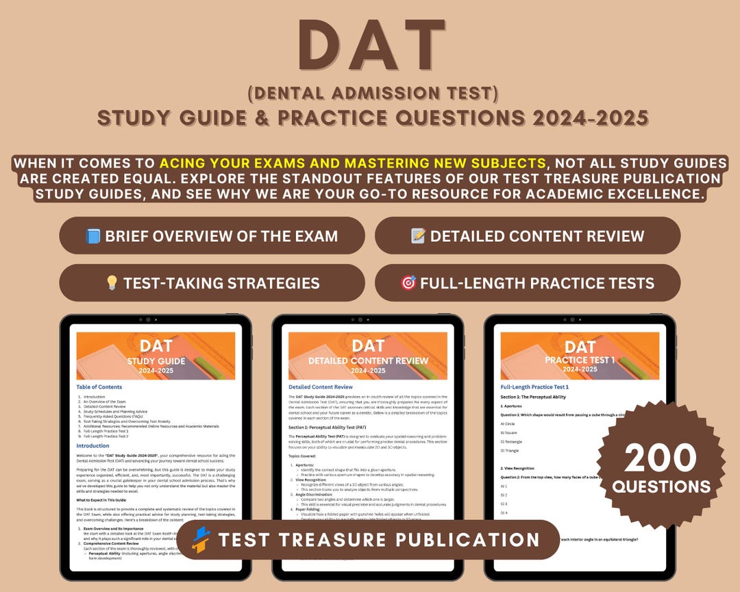 DAT Study Guide 2024-2025: Dental Admission Test Prep Book | In-depth ...