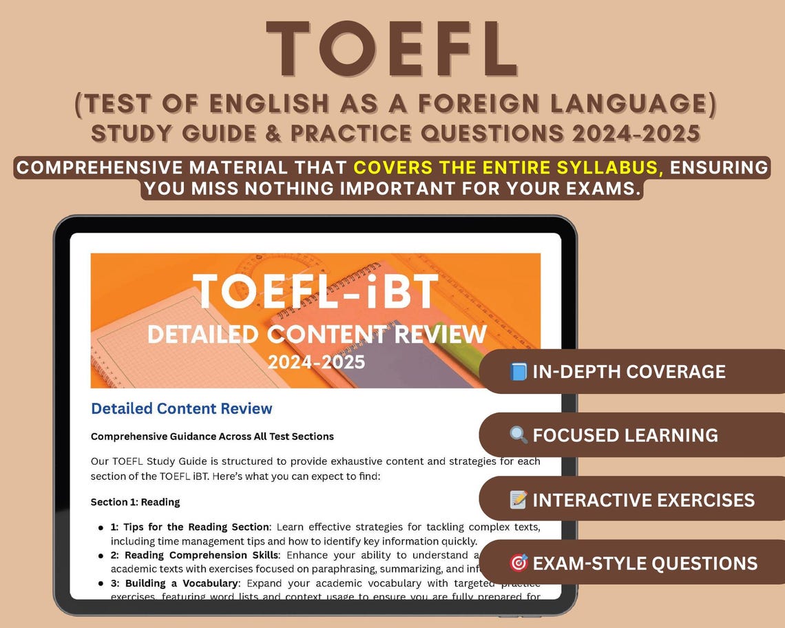 Toefl-ibt Study Guide 2024-2025: Practice Questions With Detailed Answers, Reading, Listening ...
