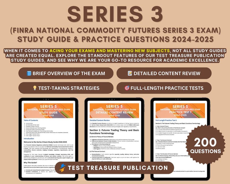 Series 3 Exam Study Guide 2024-2025: Detailed Content Review, Exam ...