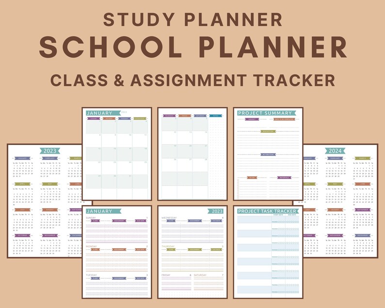 2023 Dated Student Planner With Class Assignment Project - Etsy