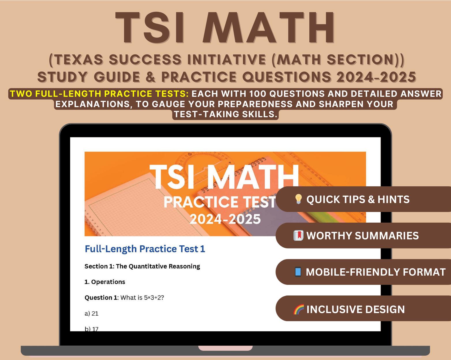 TSI Math Prep Study Guide for 2024-2025: In-depth Content Review ...
