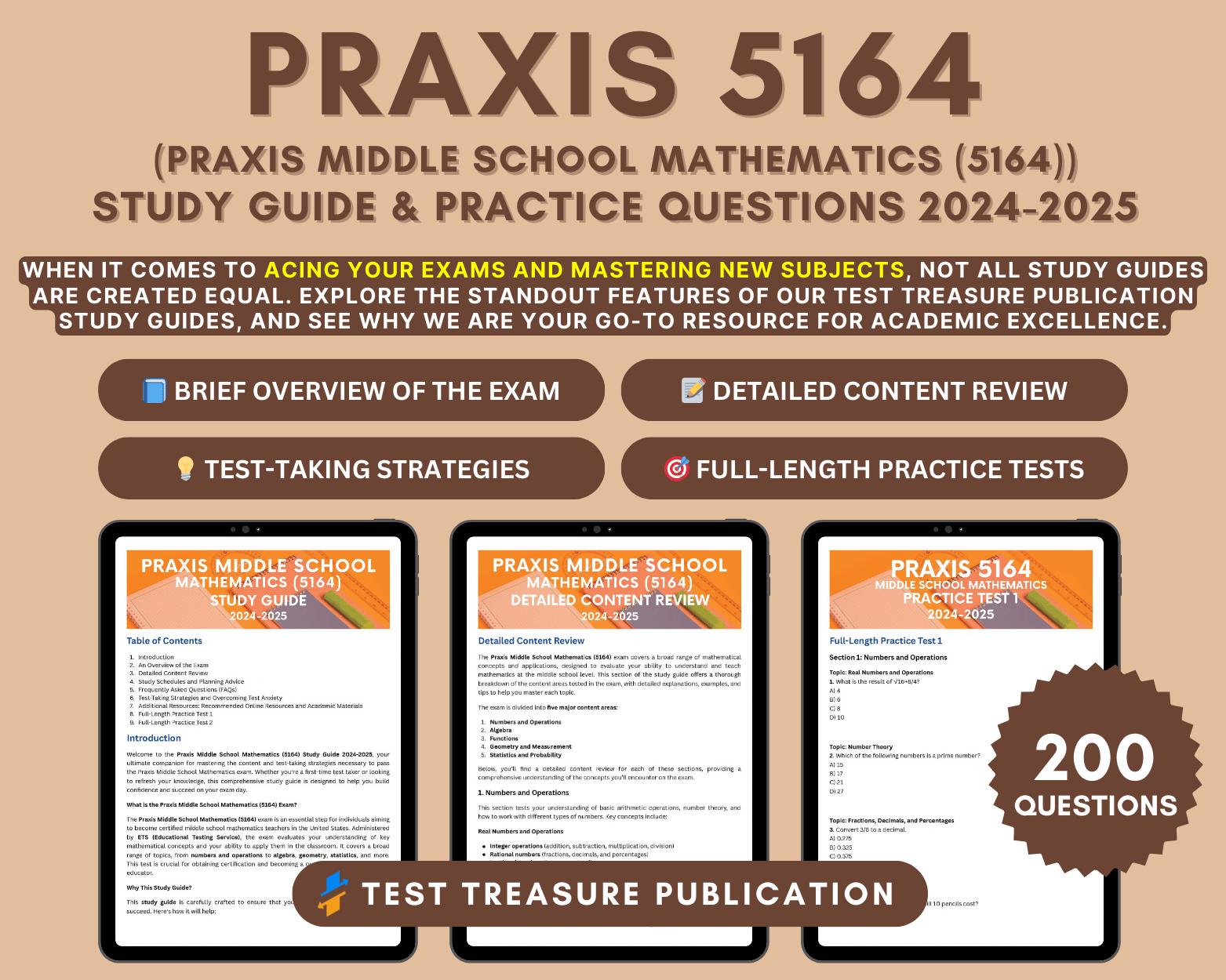 Praxis Middle School Mathematics 5164 Study Guide 2024–2025: Detailed ...
