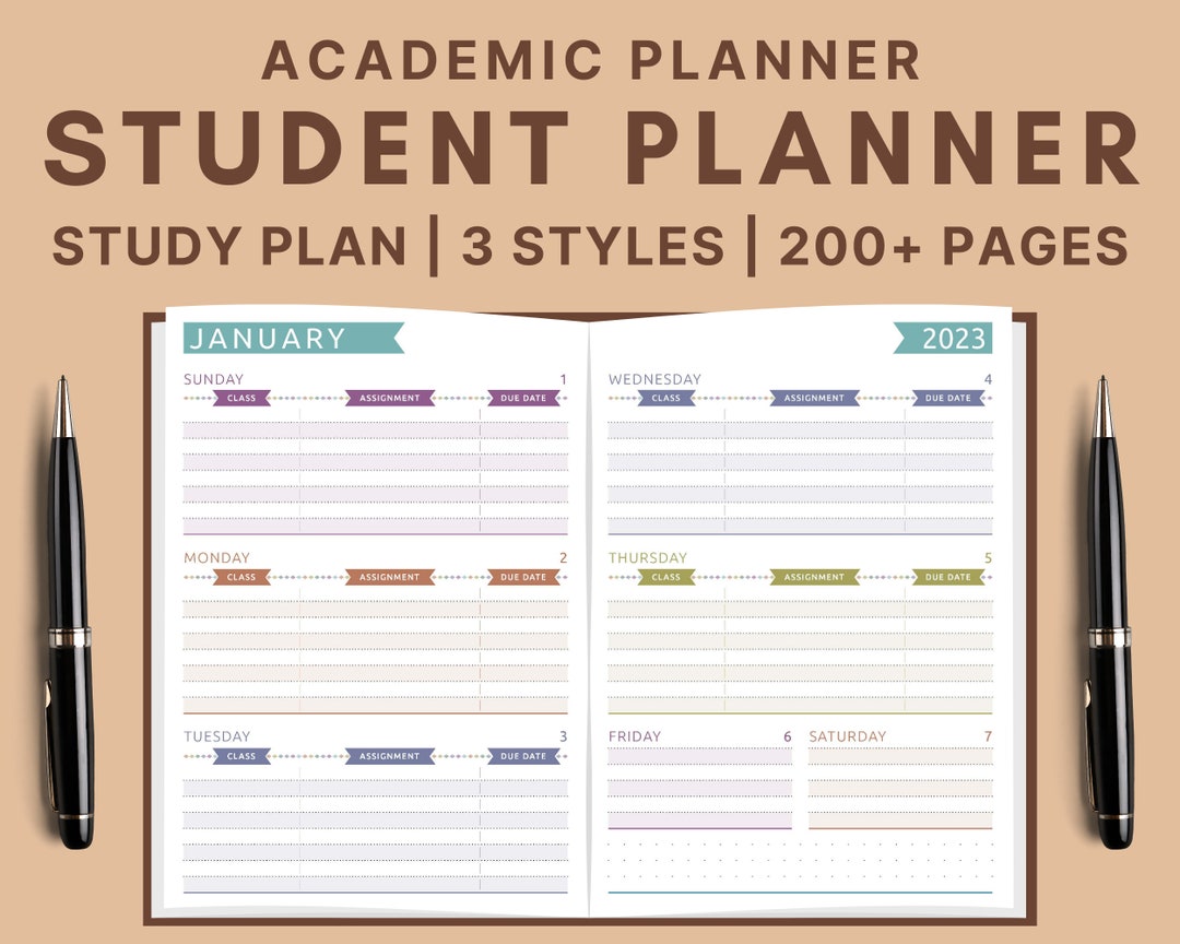 2023 Dated Student Planner With Class Assignment Project - Etsy