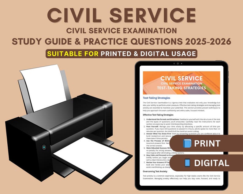 Civil Service Exam Study Guide: 200+ Practice Questions - Etsy