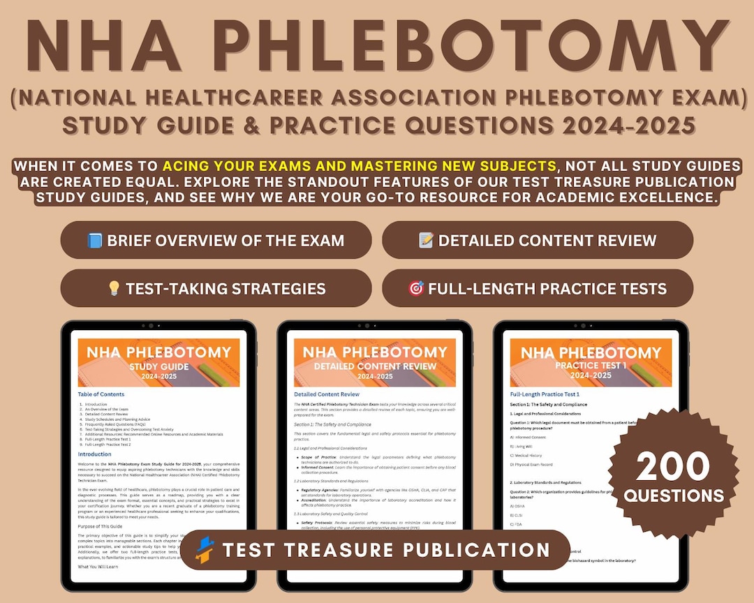 NHA Phlebotomy Exam Prep 2024-2025: In-depth Content Review, Practice ...