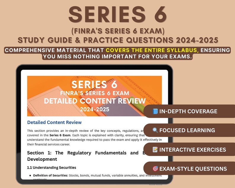 Series 6 Exam Study Guide 2024-25: Detailed Content Review and Practice ...