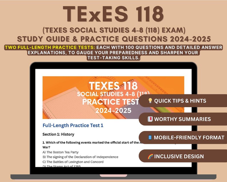 Texes Social Studies 4-8 (118) Study Guide 2024-25: In-depth Review of ...