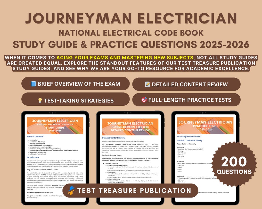 Journeyman Electrician Exam Prep 2025-2026: NEC Code, Practice Tests - Etsy