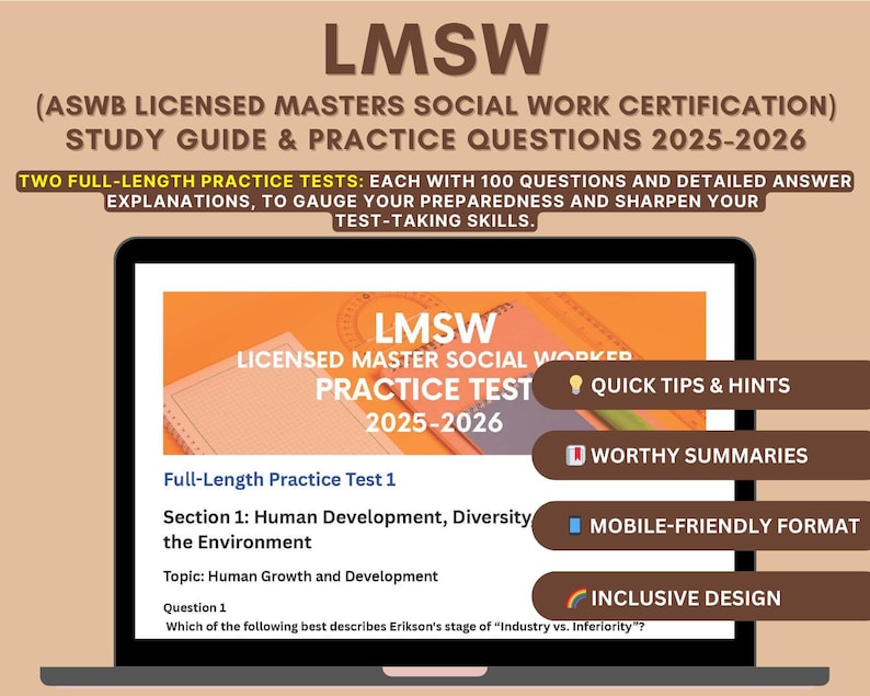 LMSW Exam Study Guide 2025-2026 – ASWB Masters Exam Prep (printable + Digital) - Etsy UK