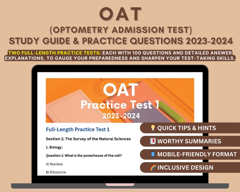 OAT Prep Book 2023-2024: Optometry Admission Test Study Guide - Etsy