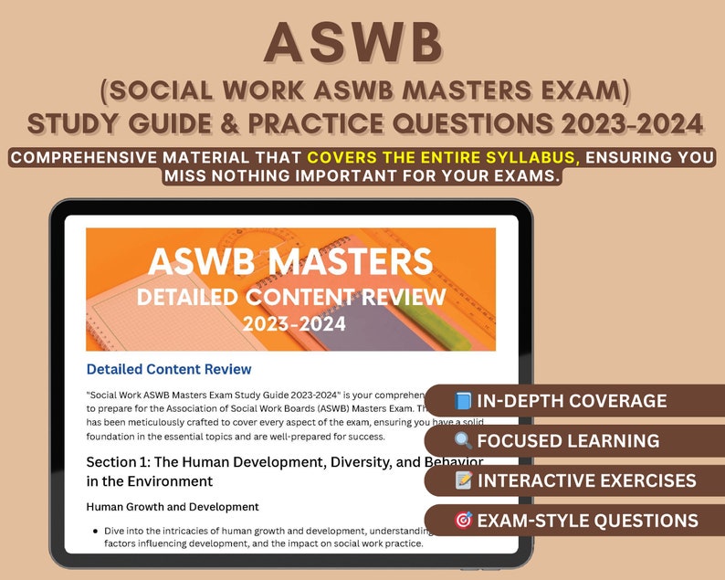 ASWB Masters Exam Prep Social Work Study Guide With Practice Test and ...