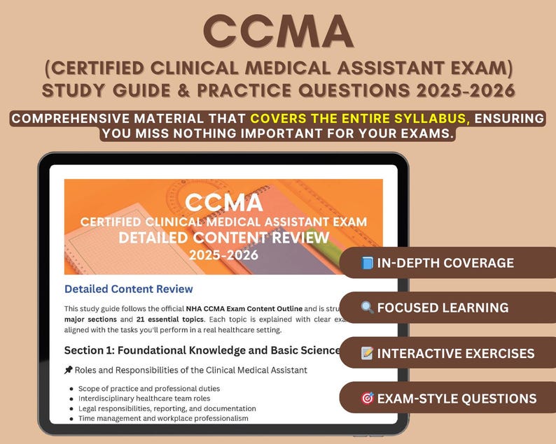 CCMA Exam Study Guide 2025-2026 – NHA Prep, Practice Tests (digital ...