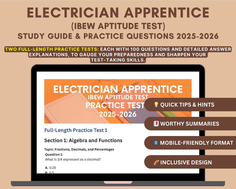 IBEW Electrician Apprentice Exam Prep: Study Guide + 2 Practice Tests ...