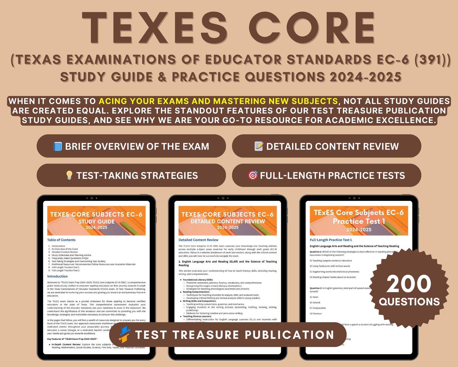 Texes Core Subjects EC-6 Exam Study Guide 2024-2025: In-depth Content ...