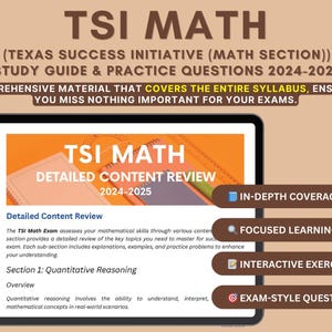 TSI Math Prep Study Guide for 2024-2025: In-depth Content Review ...