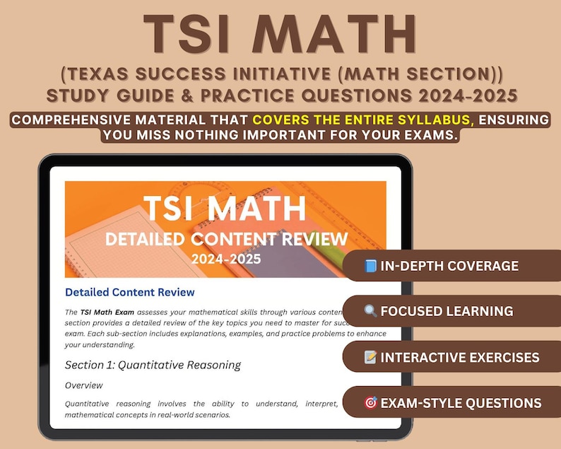 TSI Math Prep Study Guide for 2024-2025: In-depth Content Review ...