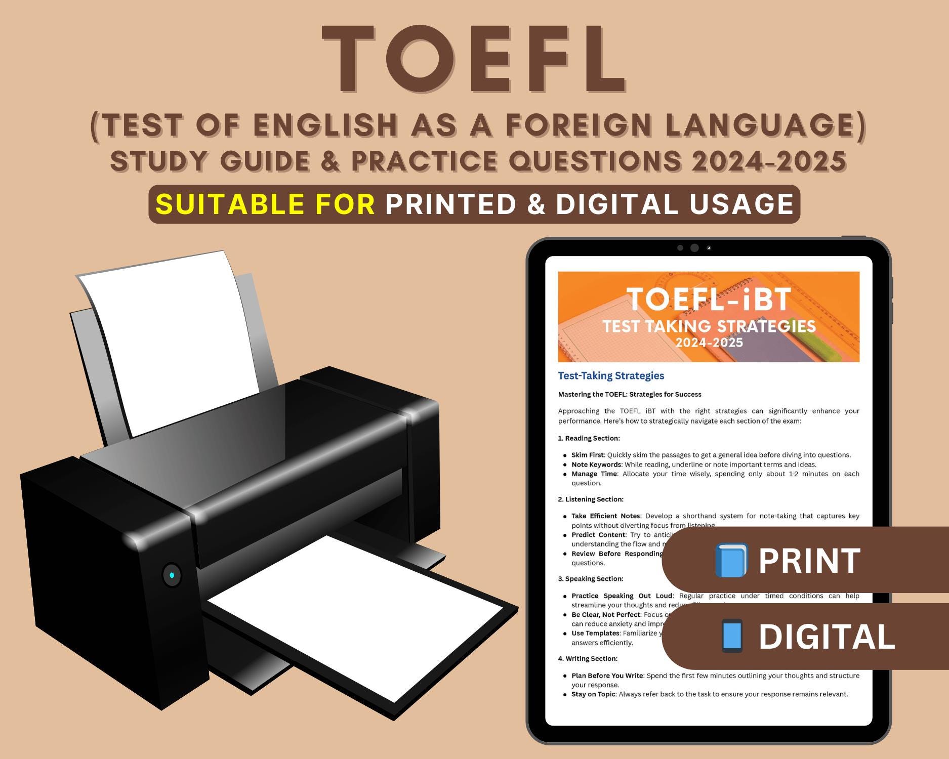 Toefl-ibt Study Guide 2024-2025: Practice Questions With Detailed Answers, Reading, Listening ...