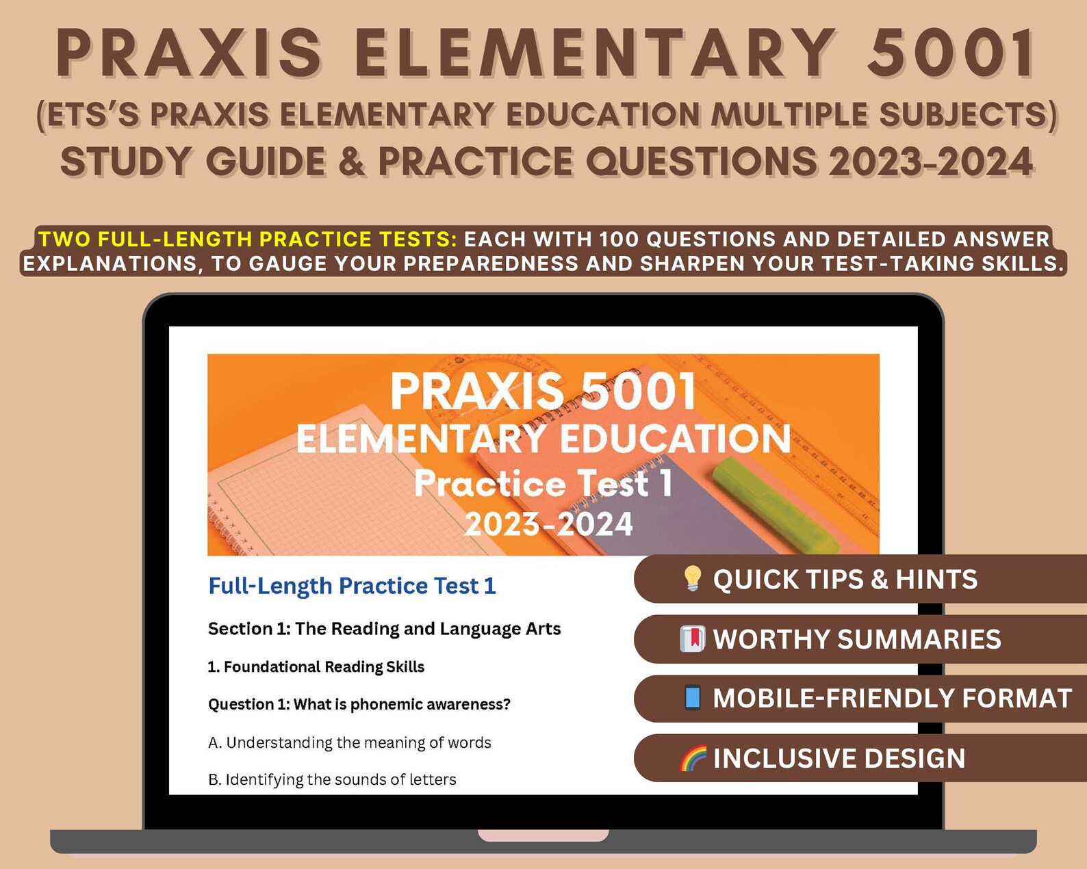 Praxis Elementary Education Multiple Subjects 5001 Study Guide 2023 ...