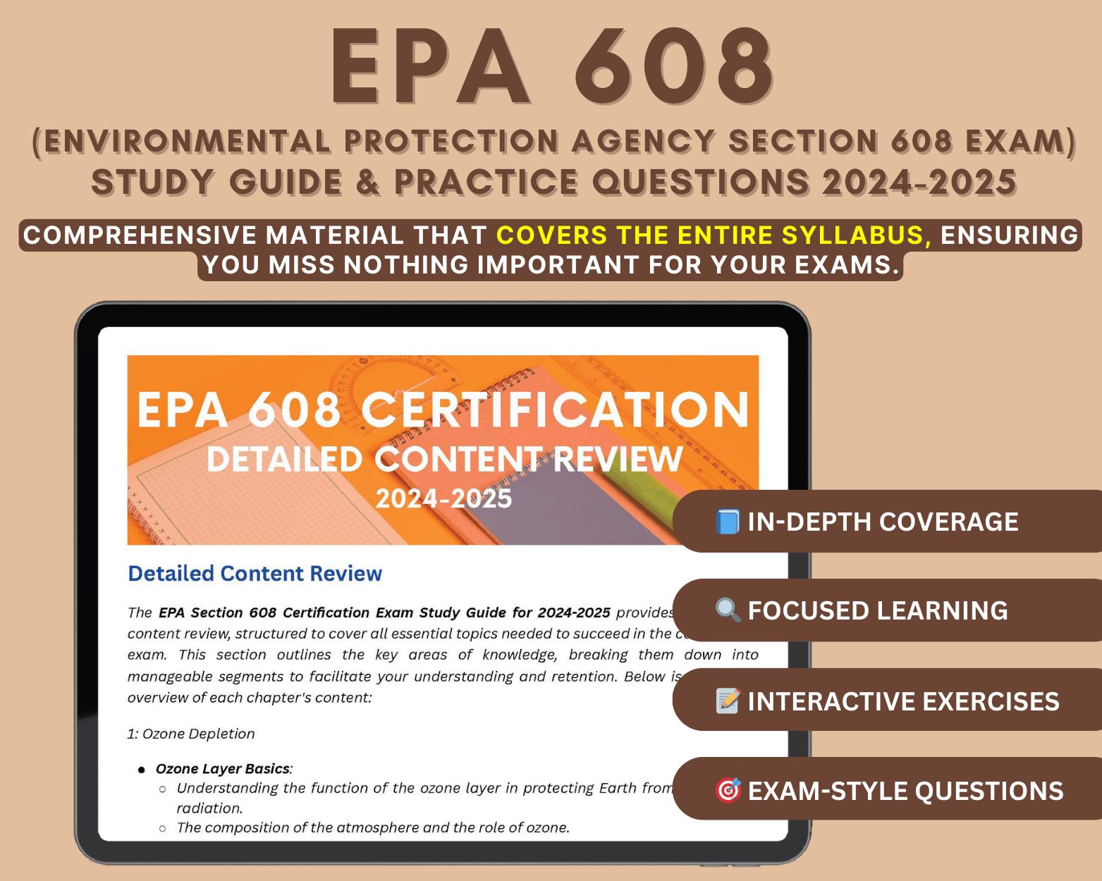 EPA 608 Study Guide 2024-2025: In-depth Content Review, Practice Tests ...