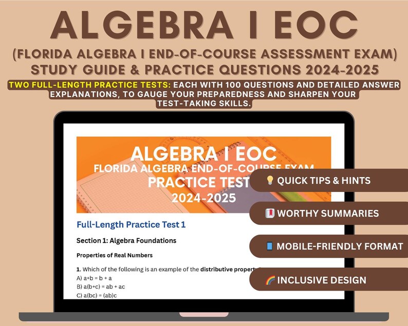 Florida Algebra I End-of-course (EOC) Study Guide 2024-2025: Detailed ...