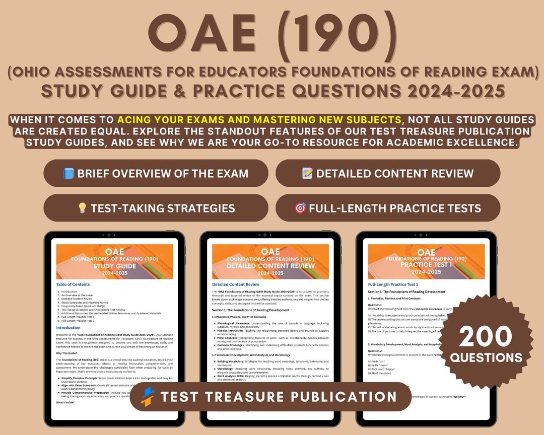 OAE Foundations of Reading (190) Study Guide 2024-2025: Mastering ...