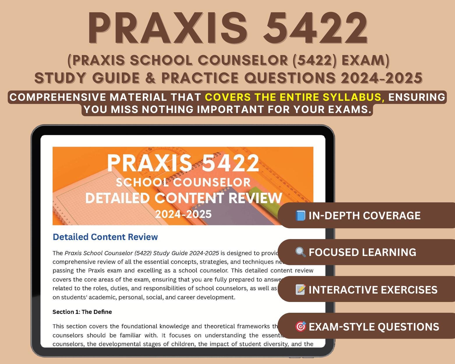 Praxis School Counselor (5422) Study Guide 2024-2025: Detailed Review ...
