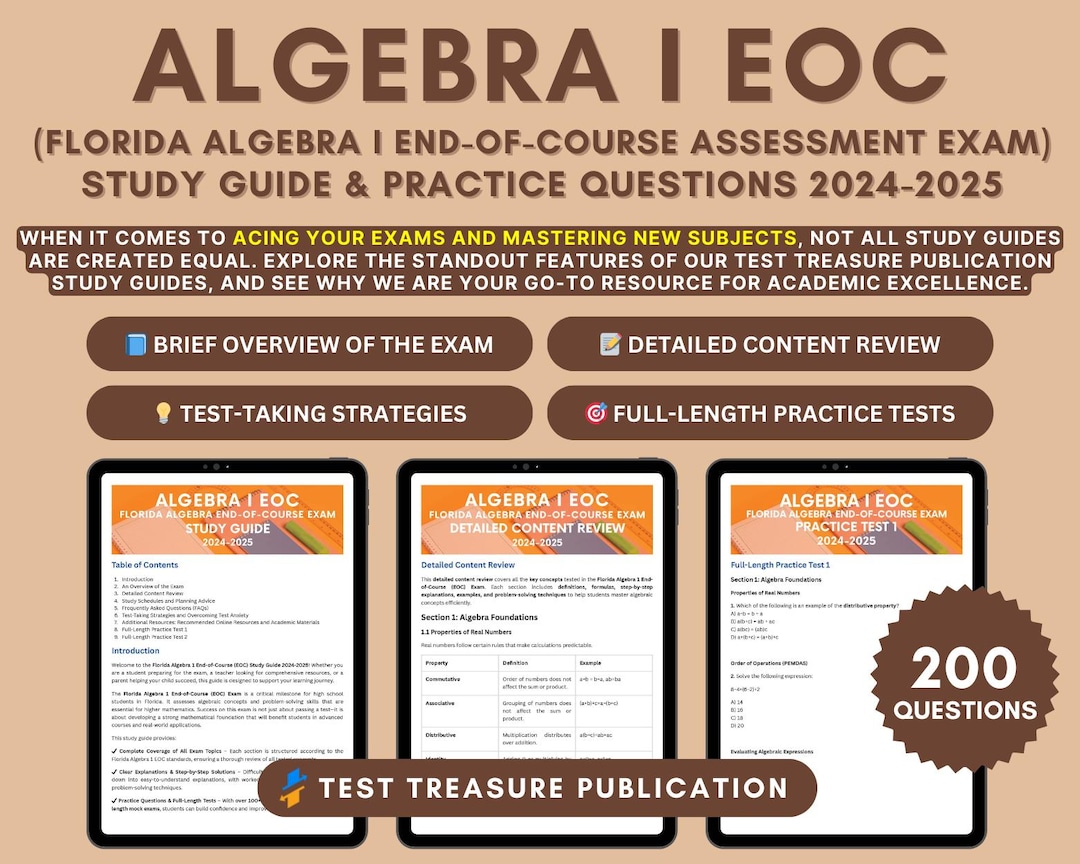 Florida Algebra I End-of-course (EOC) Study Guide 2024-2025: Detailed ...