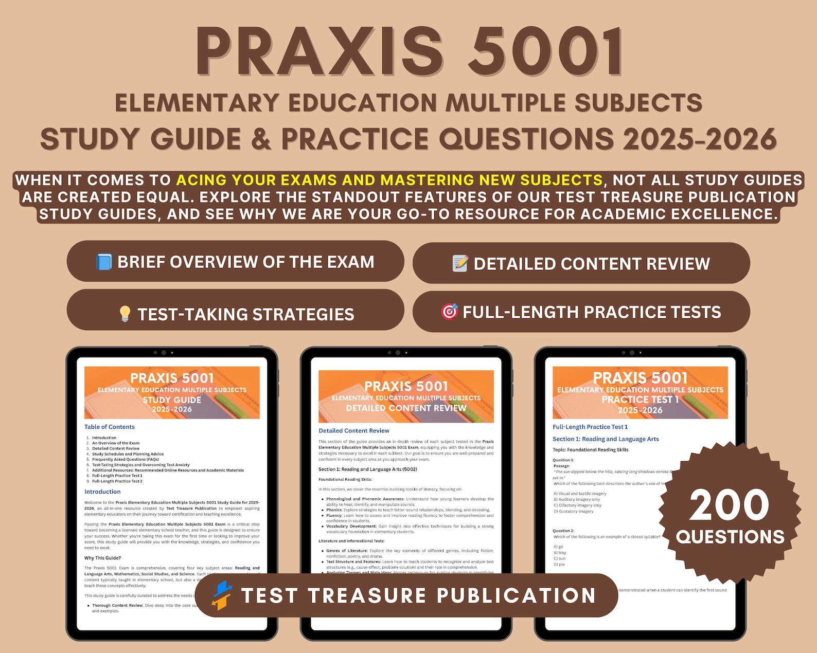 Praxis 5001 Study Guide: Elementary Education, Practice Tests 2025-2026 ...