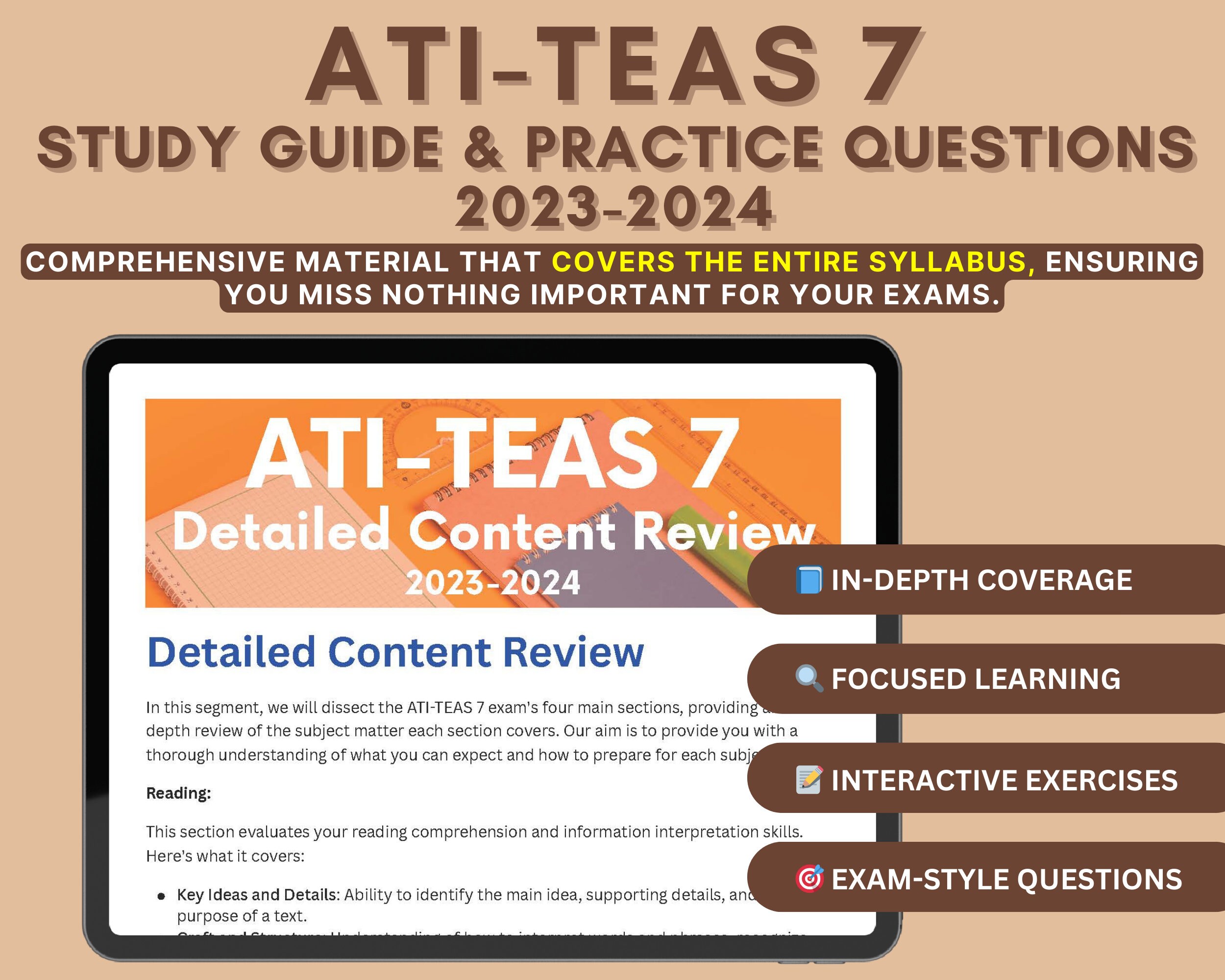 ATI TEAS 7 Study Guide and Practice Questions 2023-24: ATI Teas 7 Exam ...