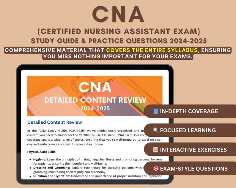 CNA Study Guide 2024-2025: In-depth Content Review, Practice Tests ...