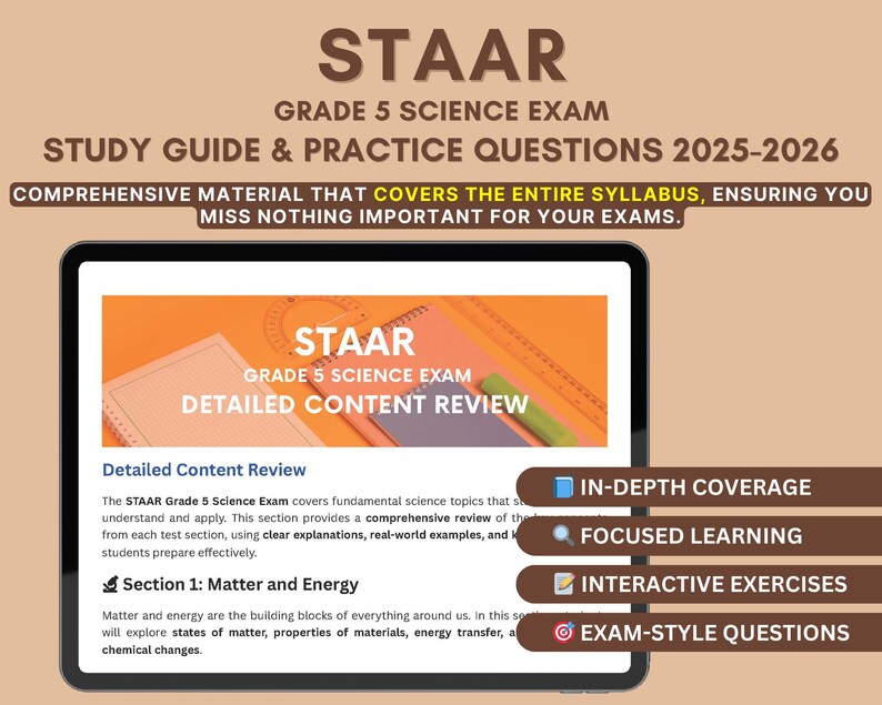 STAAR Grade 5 Science Study Guide: Teks-aligned Practice Tests - Etsy