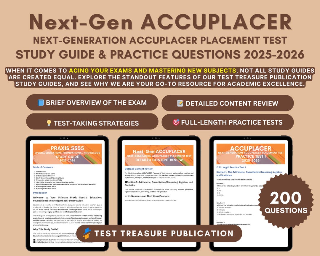 ACCUPLACER Study Guide 2025-2026: Math, Reading, Writing + 2 Practice ...